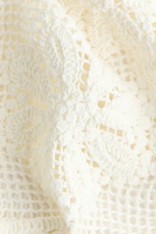 H&m Crochet-look Beach Shorts With Floral Motifs