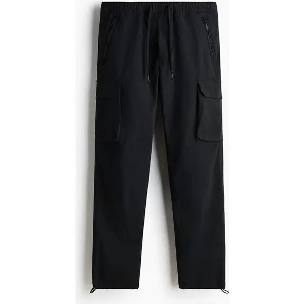 H&m Regular Fit Nylon Cargo Trousers - Black