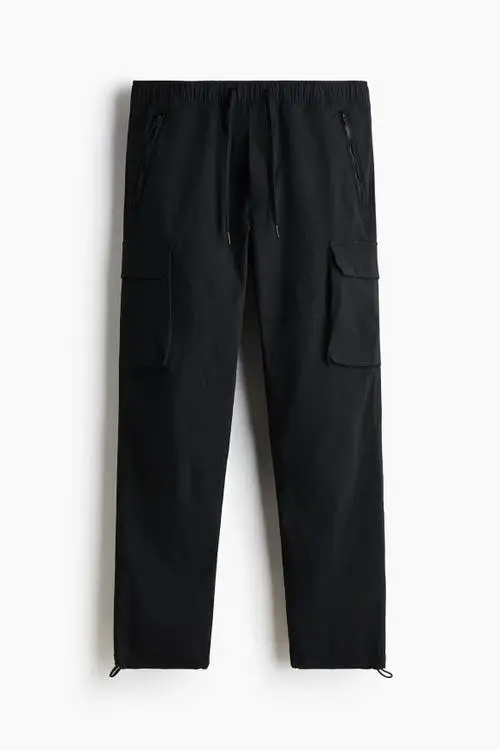 H&m Regular Fit Nylon Cargo Trousers - Black