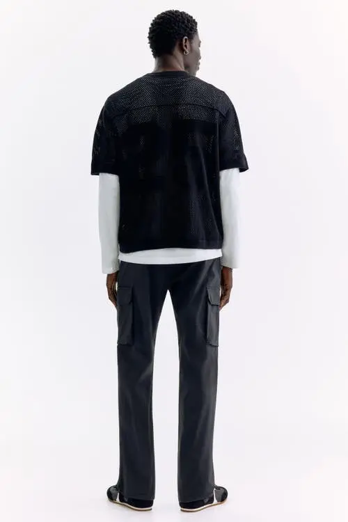 H&m Regular Fit Nylon Cargo Trousers - Black