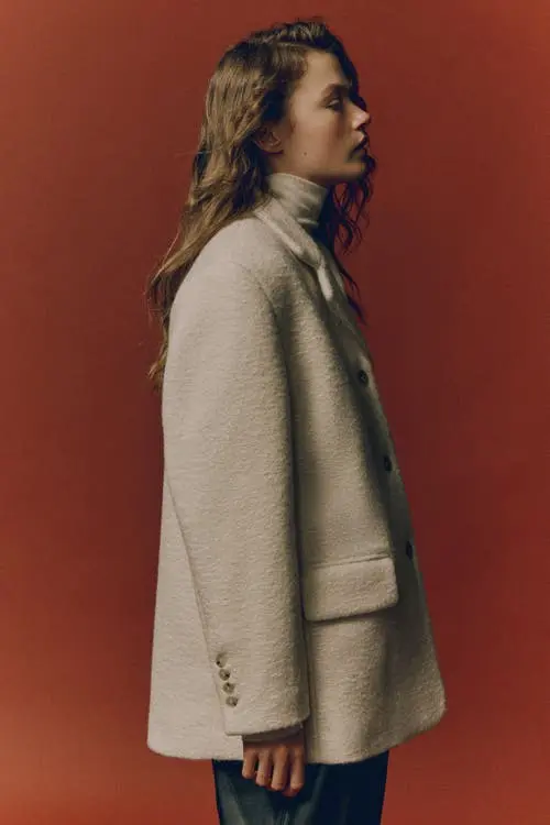 H&m Single-breasted Textured Blazer - Light Beige