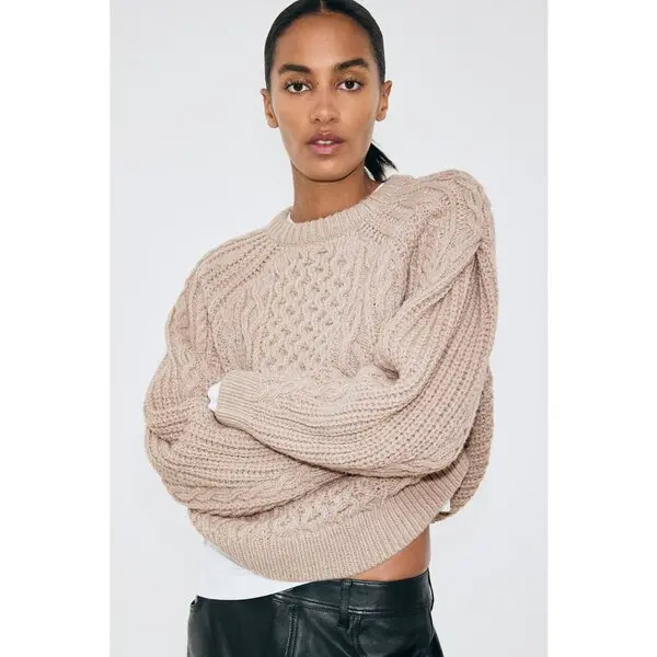 H&m Cable-knit Jumper - Taupe
