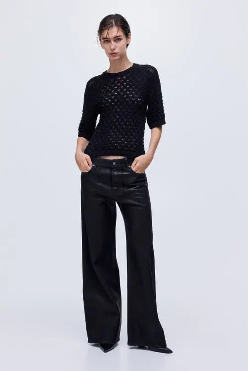 H&m Pointelle Knit T-shirt