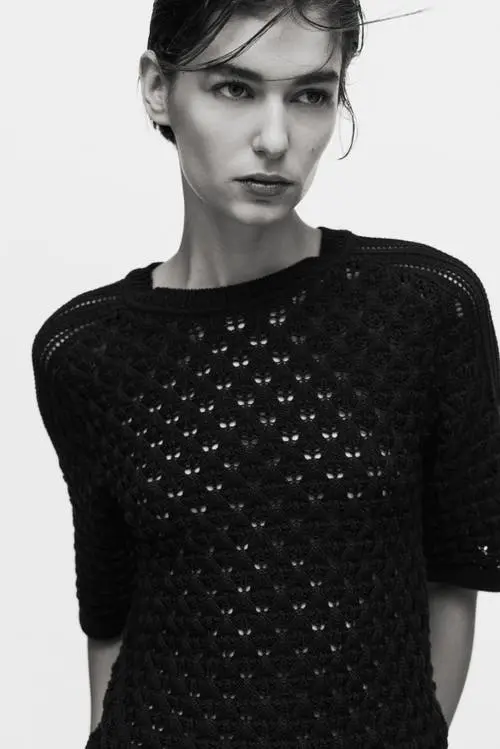 H&m Pointelle Knit T-shirt