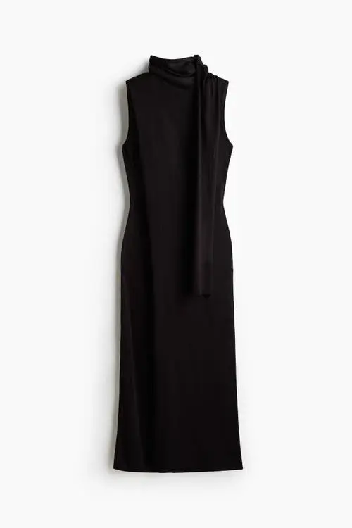 H&M Sleeveless Scarf Collar Knit Maxi Dress