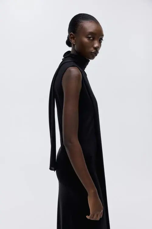 H&M Sleeveless Scarf Collar Knit Maxi Dress