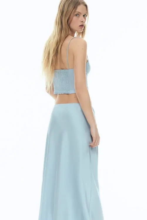 H&m Satin Maxi Skirt With High Slit