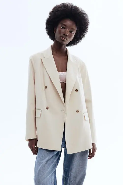 H&m Double-breasted Peak Lapel Blazer