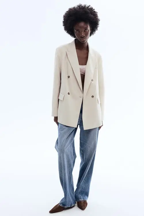H&m Double-breasted Peak Lapel Blazer