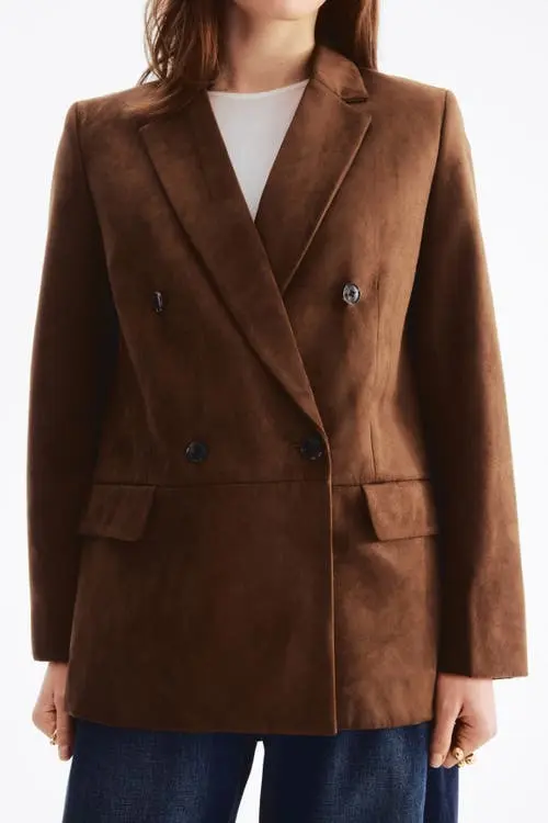 H&m Double-breasted Blazer With Notched Lapels