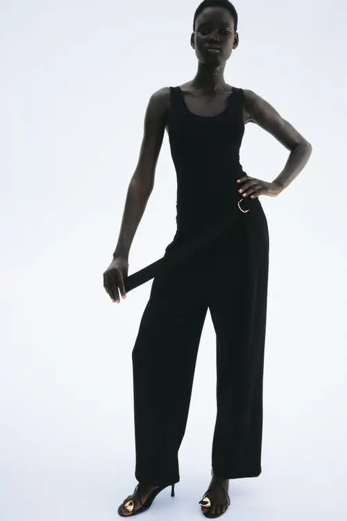 H&m Belted Tapered Trousers