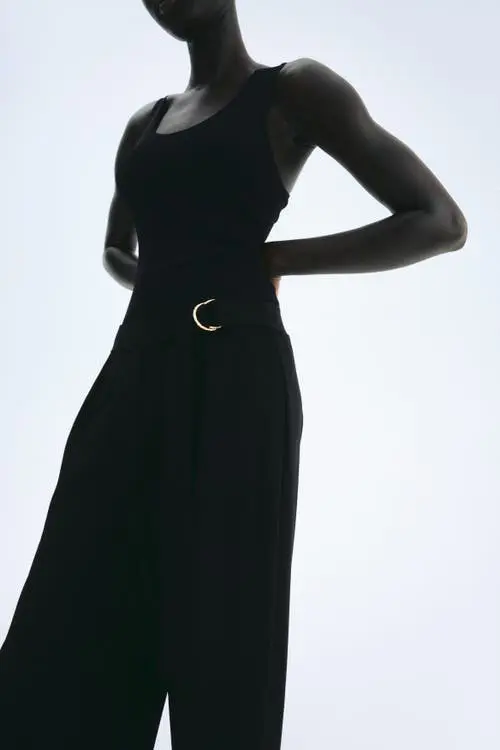 H&m Belted Tapered Trousers