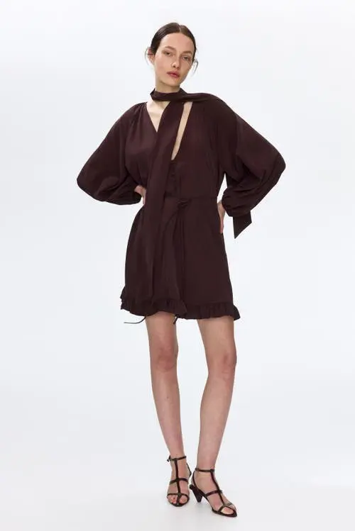 H&m Short Dress With Detachable Scarf