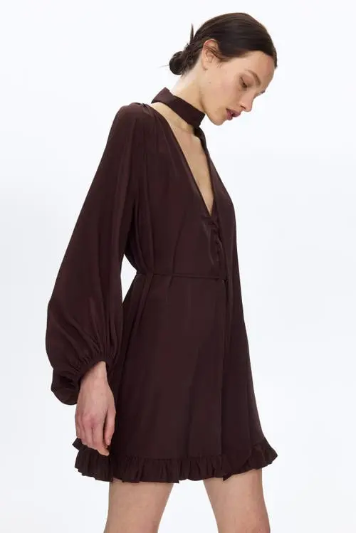 H&m Short Dress With Detachable Scarf