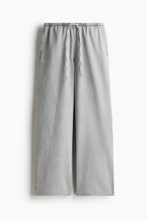 H&m Lightweight Denim Drawstring Pants - Gray