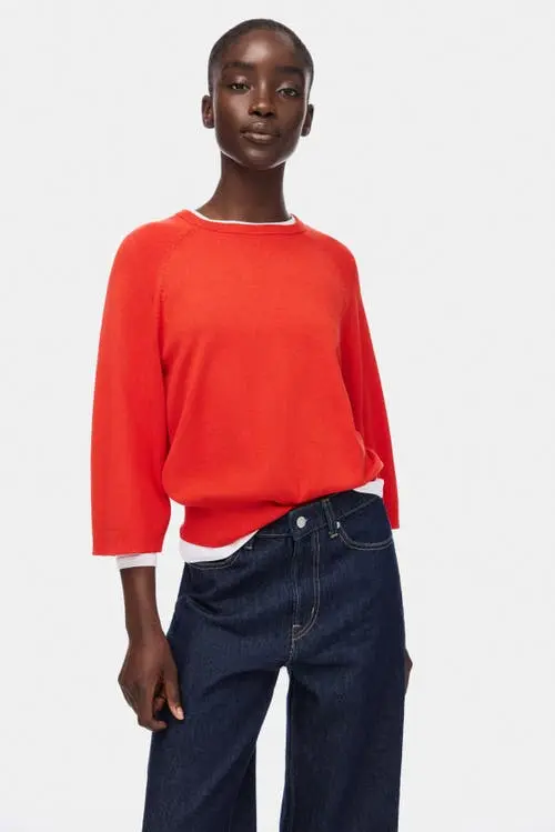 H&m Fine-knit Raglan Sleeve Top - Red
