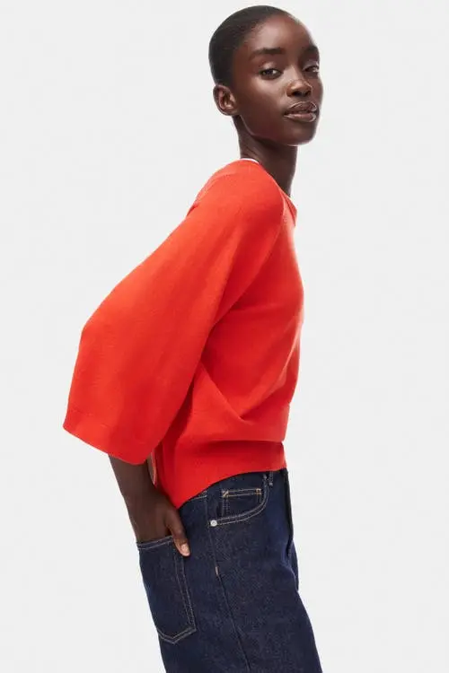 H&m Fine-knit Raglan Sleeve Top - Red