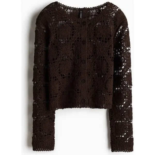 H&m Crochet-look Cardigan With Button Front