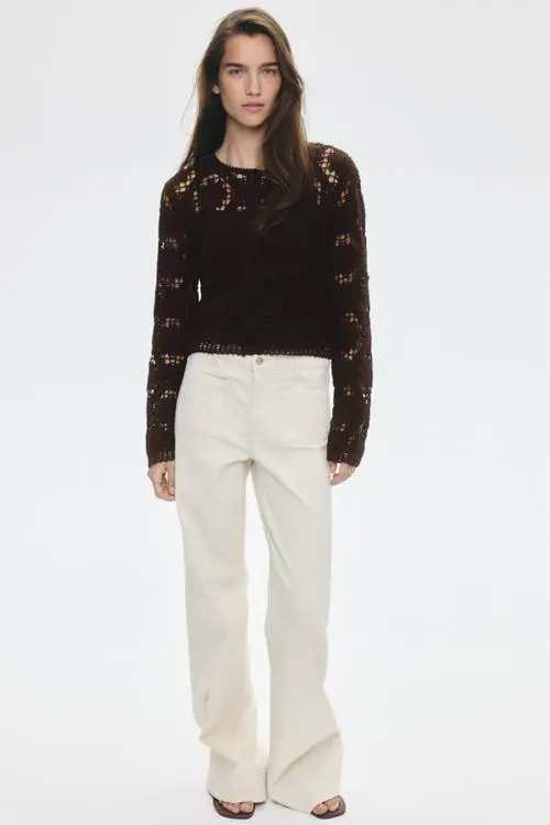 H&m Crochet-look Cardigan With Button Front