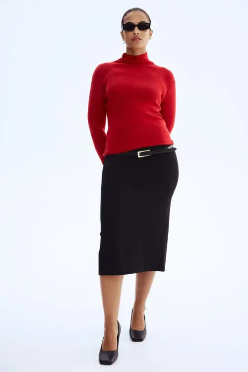 H&m Fine-knit Turtleneck Top - Red