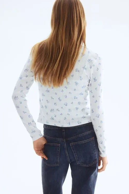 H&m Pointelle Jersey Cardigan With Picot Trim
