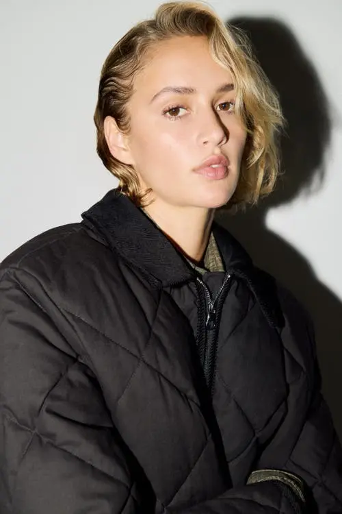 H&m Quilted Cotton Canvas Jacket With Corduroy Collar