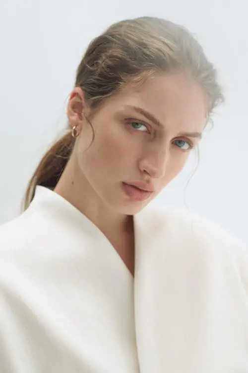 H&m Belted Lapelless Blazer In Twill - Cream
