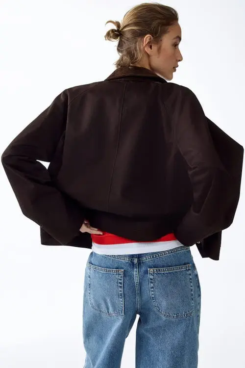 H&M Twill Jacket With Corduroy Collar