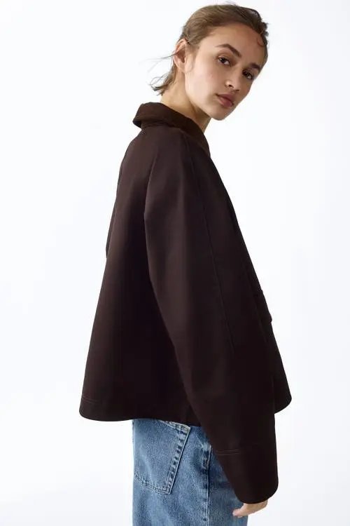 H&M Twill Jacket With Corduroy Collar