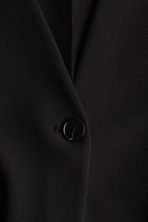 H&m Collarless Jersey Blazer With V-neckline - Black