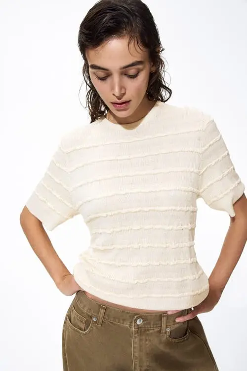 H&m Frill-trimmed Knitted Top