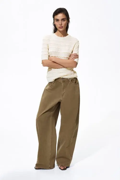 H&m Frill-trimmed Knitted Top