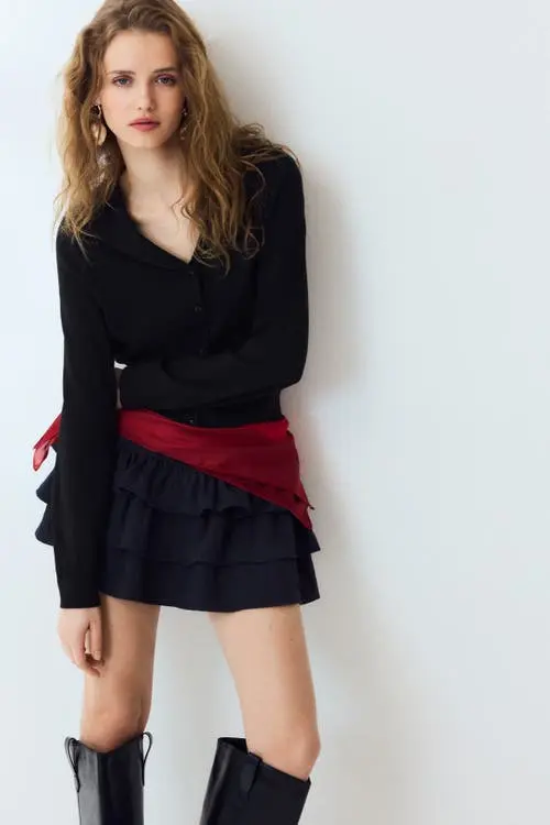 H&m Collared Fine Knit Cardigan