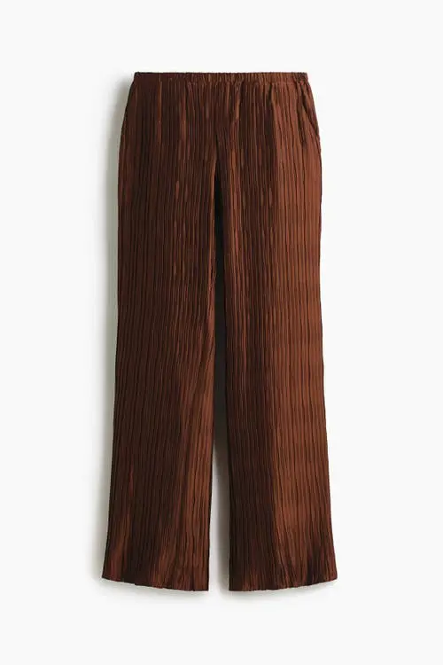 H&m Crinkled Wide-leg Pull-on Trousers
