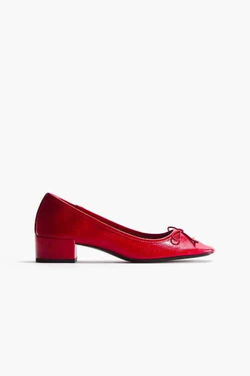 H&m Block-heeled Pumps With Bow Detailing