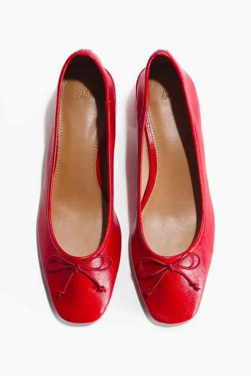 H&m Block-heeled Pumps With Bow Detailing