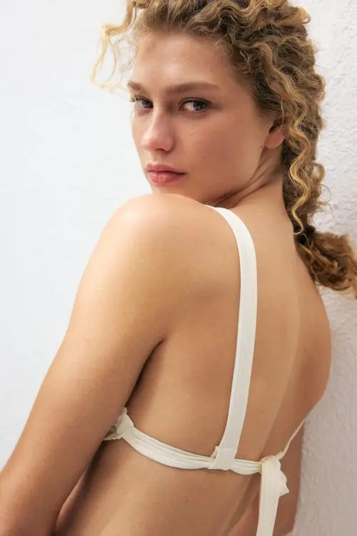 H&m Bikini Top With Ring Detail And Tie Back