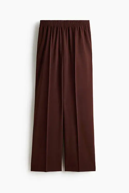 H&m Wide-leg Crease-leg Trousers - Brown