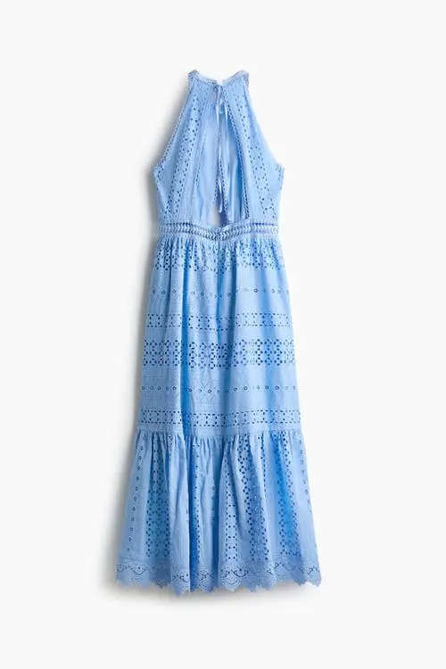 H&m Eyelet-embroidered Poplin Maxi Dress