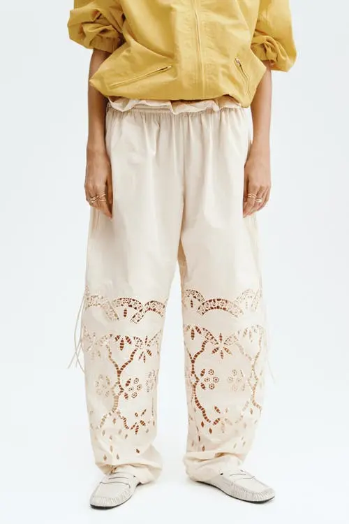 H&m Broderie Anglaise Drawstring Trousers