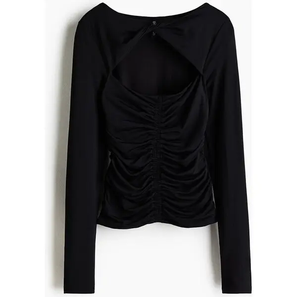 H&m Cut-out Jersey Top With Draped Detailing