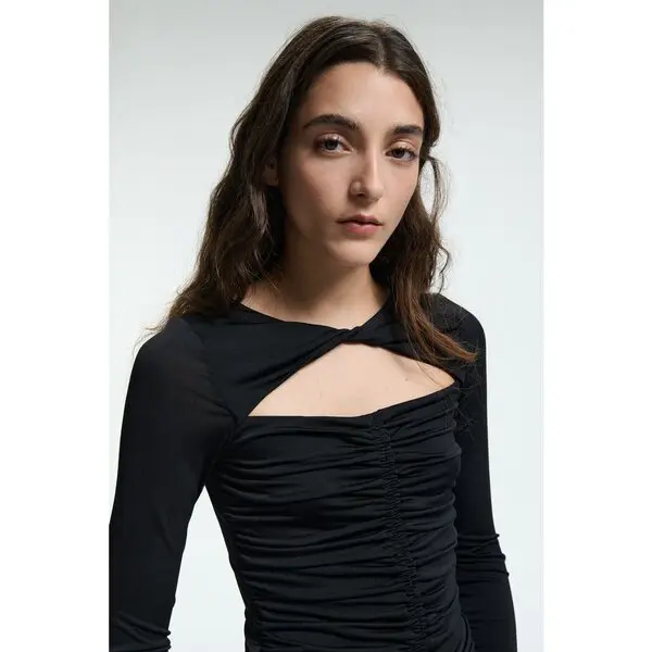 H&m Cut-out Jersey Top With Draped Detail
