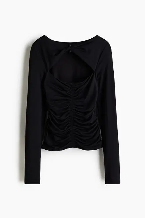 H&m Cut-out Jersey Top With Draped Detail