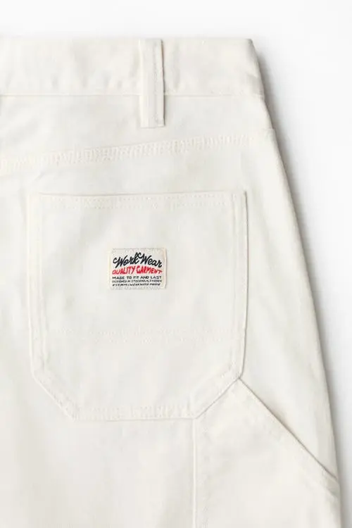 H&m Relaxed Fit Carpenter Shorts In Cotton Twill - White