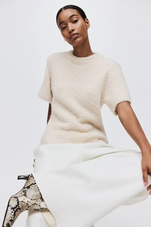 H&m Bouclé-knit T-shirt