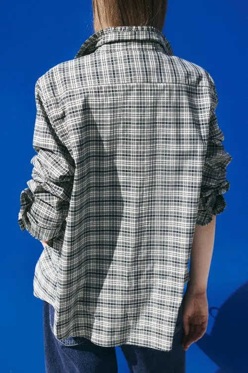 H&M Cotton Poplin Shirt With Frill Trim