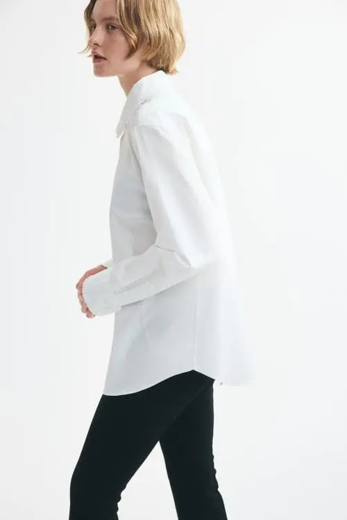 H&M Cotton Poplin Shirt With Frill Trim