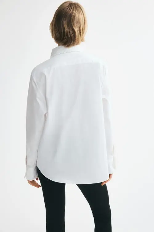 H&M Cotton Poplin Shirt With Frill Trim