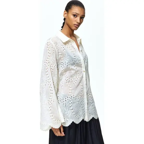 H&m Broderie Anglaise Lyocell-blend Shirt