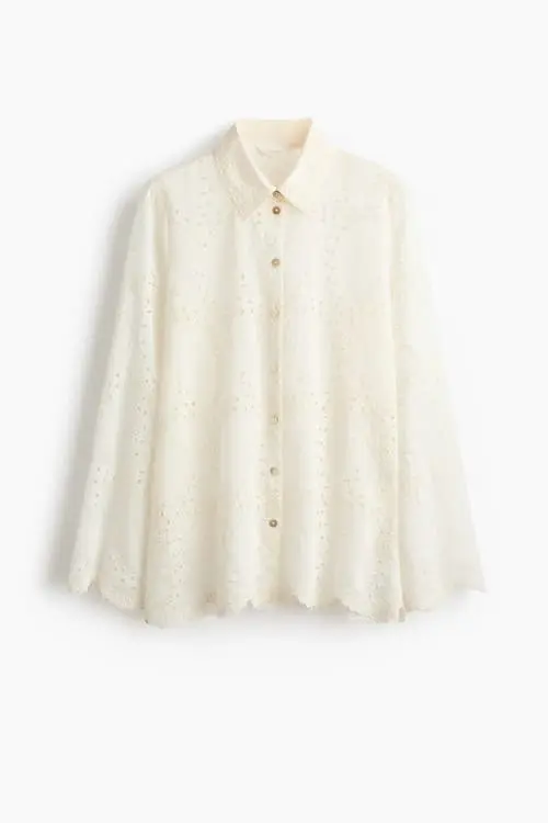 H&m Broderie Anglaise Lyocell-blend Shirt